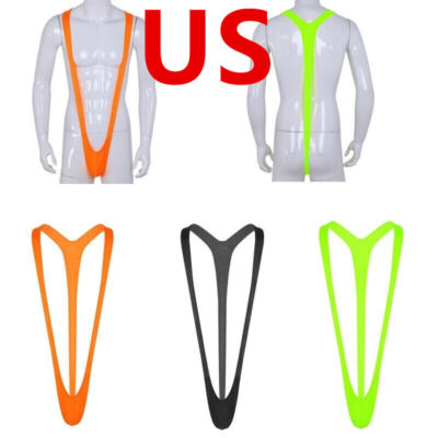 Men Mankini Swimsuit V Sling Open Y Back Jockstrap Singlet Bodysuit ...