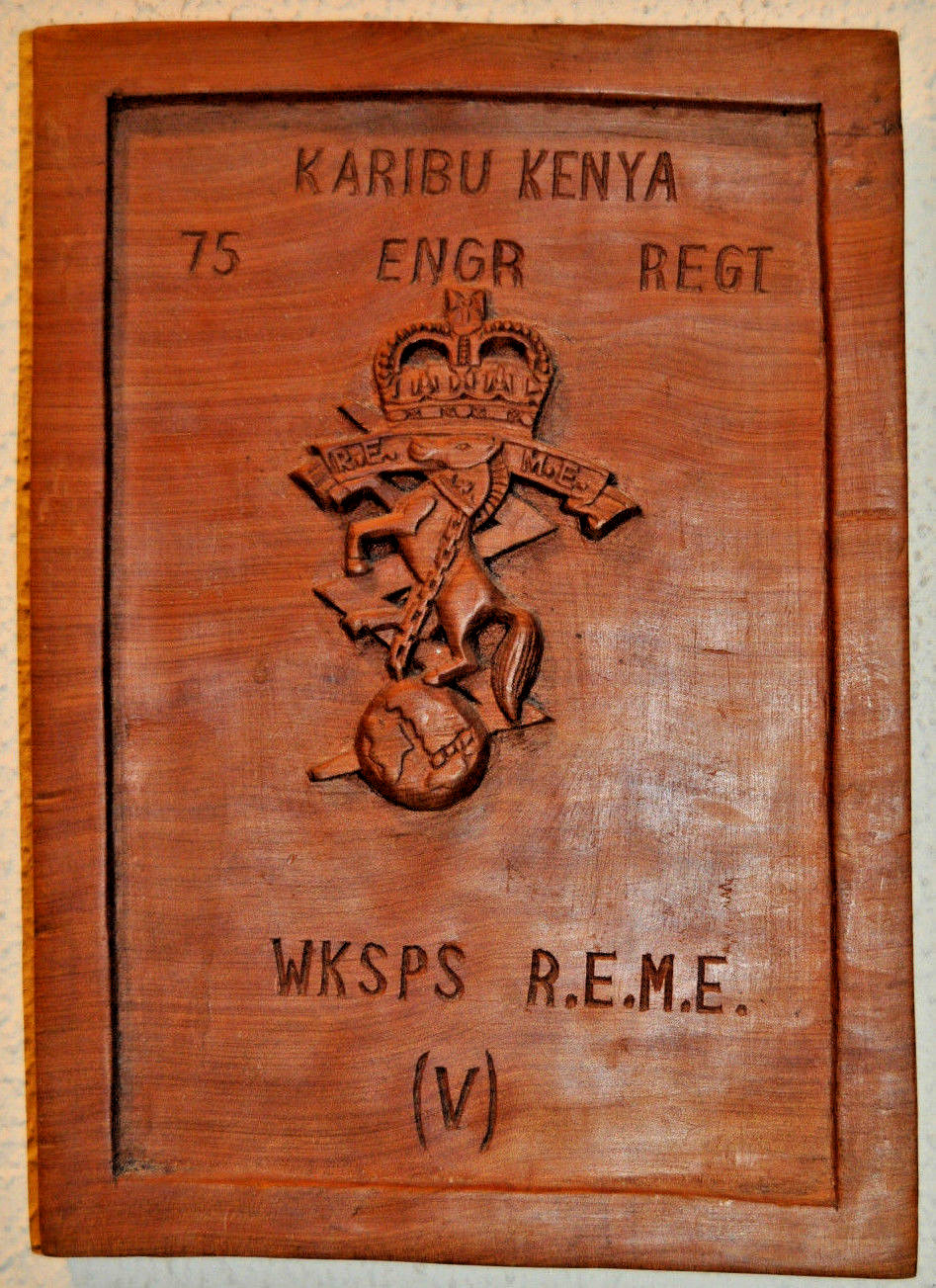 75 Engineer Regiment Workshop REME Karibu Kenya carved wooden wall ...