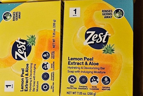 Zest Lemon Peel Extract & Aloe Hydrating Moisturizing Large Bar 7.05 oz ...