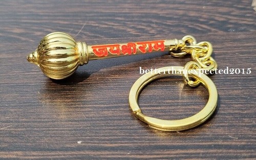 Handmade Gold Metal Lord Hanuman Gada Weapon Keychain Jai Shri Ram -2 ...