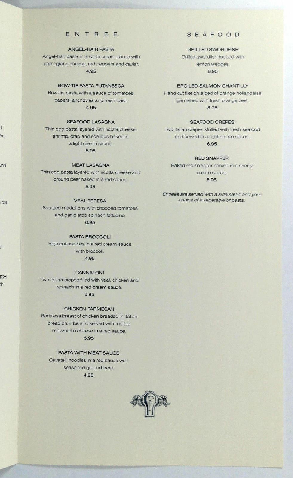 1980s Vintage Lunch Menu VILLA FONTANA Restaurant Kansas City Missouri ...