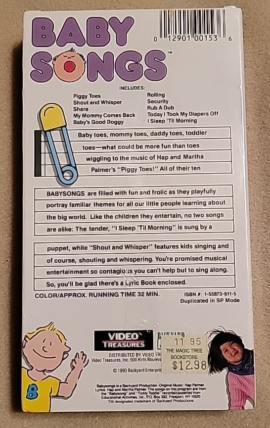 NEW Baby Songs - V. 1 (VHS, 1993) Infant-6 Years, Hap Palmer, Backyard ...