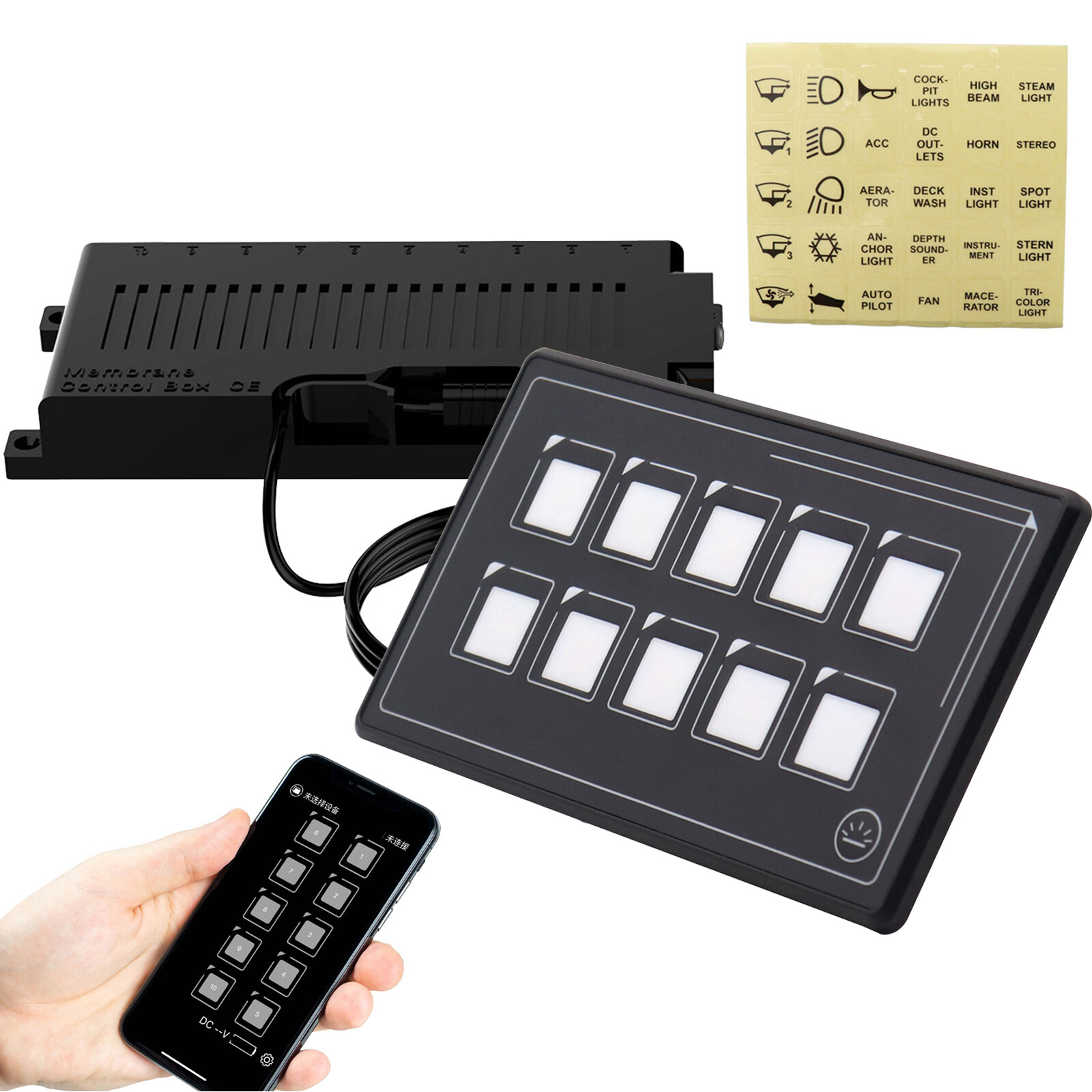 10P Membrane Control Switch Panel Module LED Touch USB Cable Built-in ...