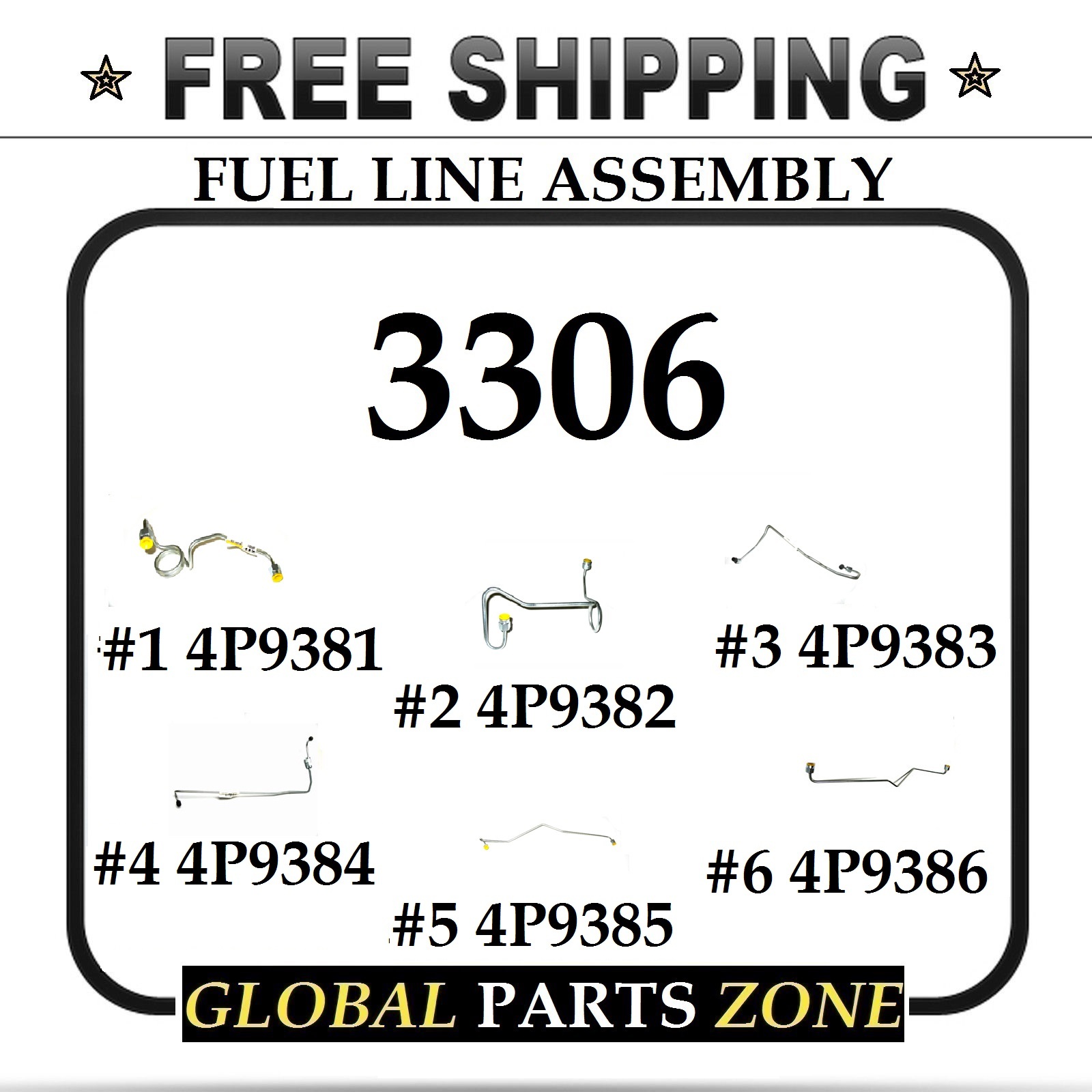Caterpillar 3306 Fuel Line Kit 1-6 Set 4P9381 4P9382 4P9383 4P9384 ...