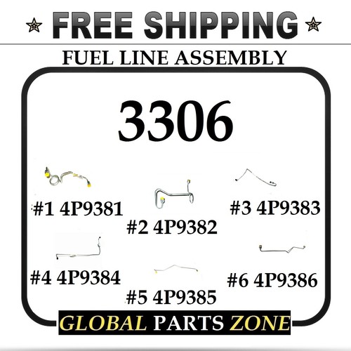 Caterpillar 3306 Fuel Line Kit 1-6 Set 4P9381 4P9382 4P9383 4P9384 ...