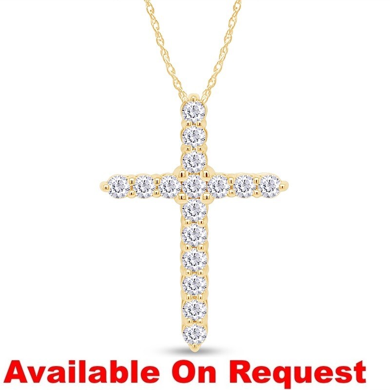 1/2ct Lab Grown Diamond Cross Pendant 18" Necklace in 14K White Gold ...