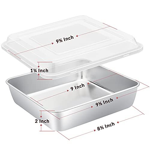 9 Inch Square Cake Pan With Lid 9x9 Baking Brownie Pans Stainless Steel ...