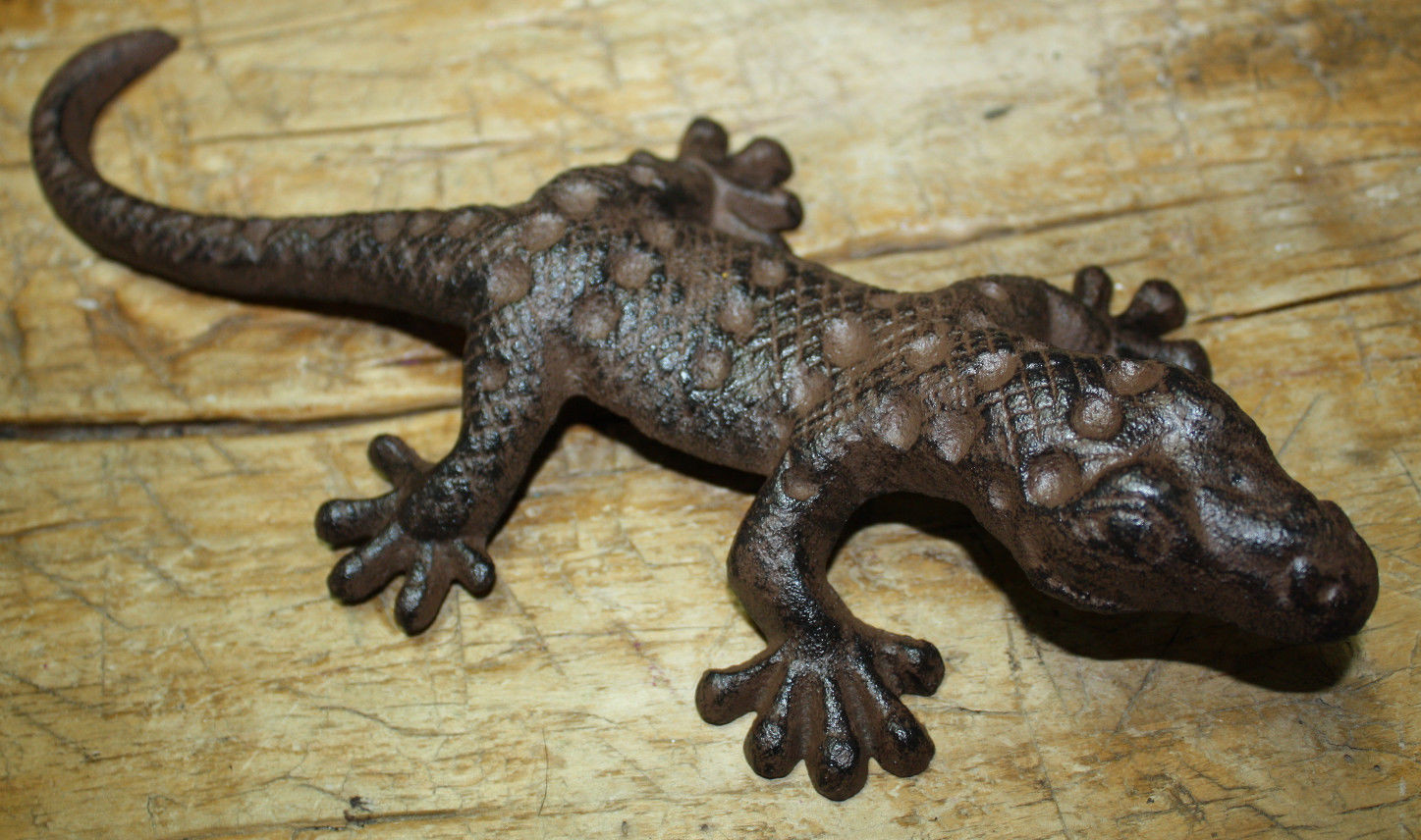 Cast Iron LIZARD Garden Statue GECKO Western Rustic Ranch Garden Home ...