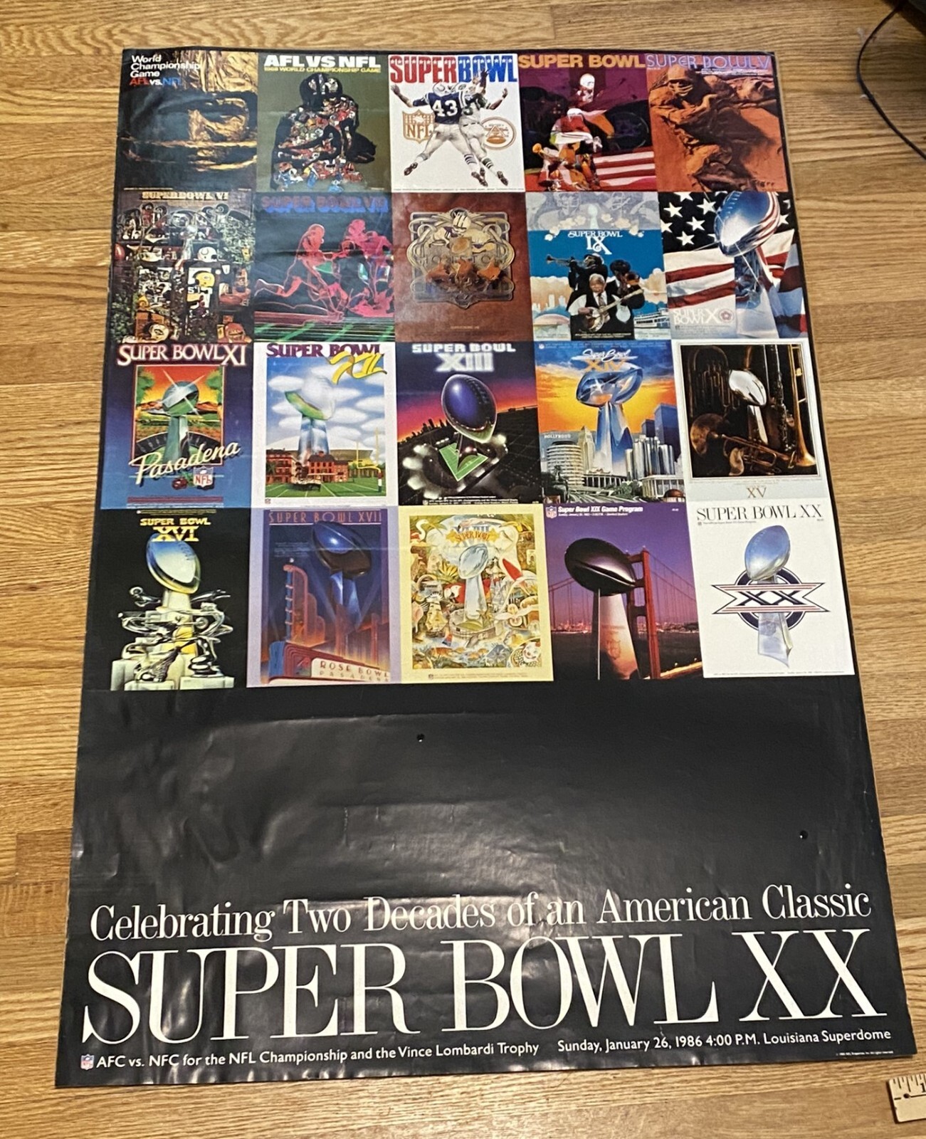 Vintage 1986 Official 24x36 NFL Poster Bears vs Patriots 2 Decades of a ...