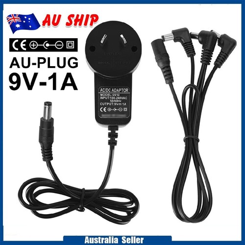 Guitar Pedal Power Supply Adapter Charge DC 9V 1A 3 way Daisy Chain ...