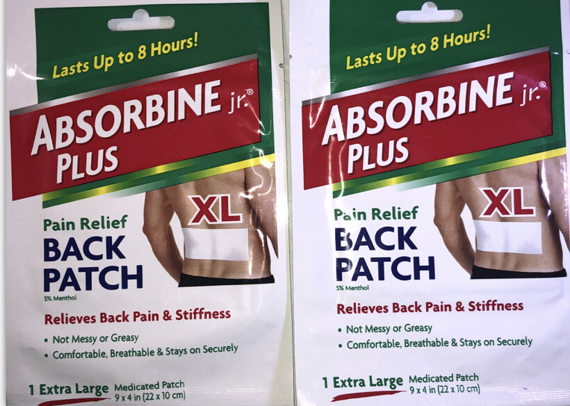 SHIP 24HR-2pk Absorbine Jr. Plus Medicated Pain Relief Back Patch-X ...