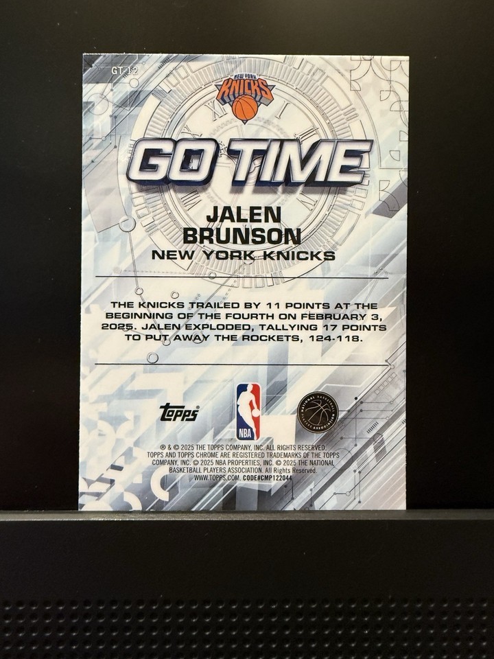 2025-26 Topps Chrome Basketball - Jalen Brunson GO TIME #GT-12 NY ...