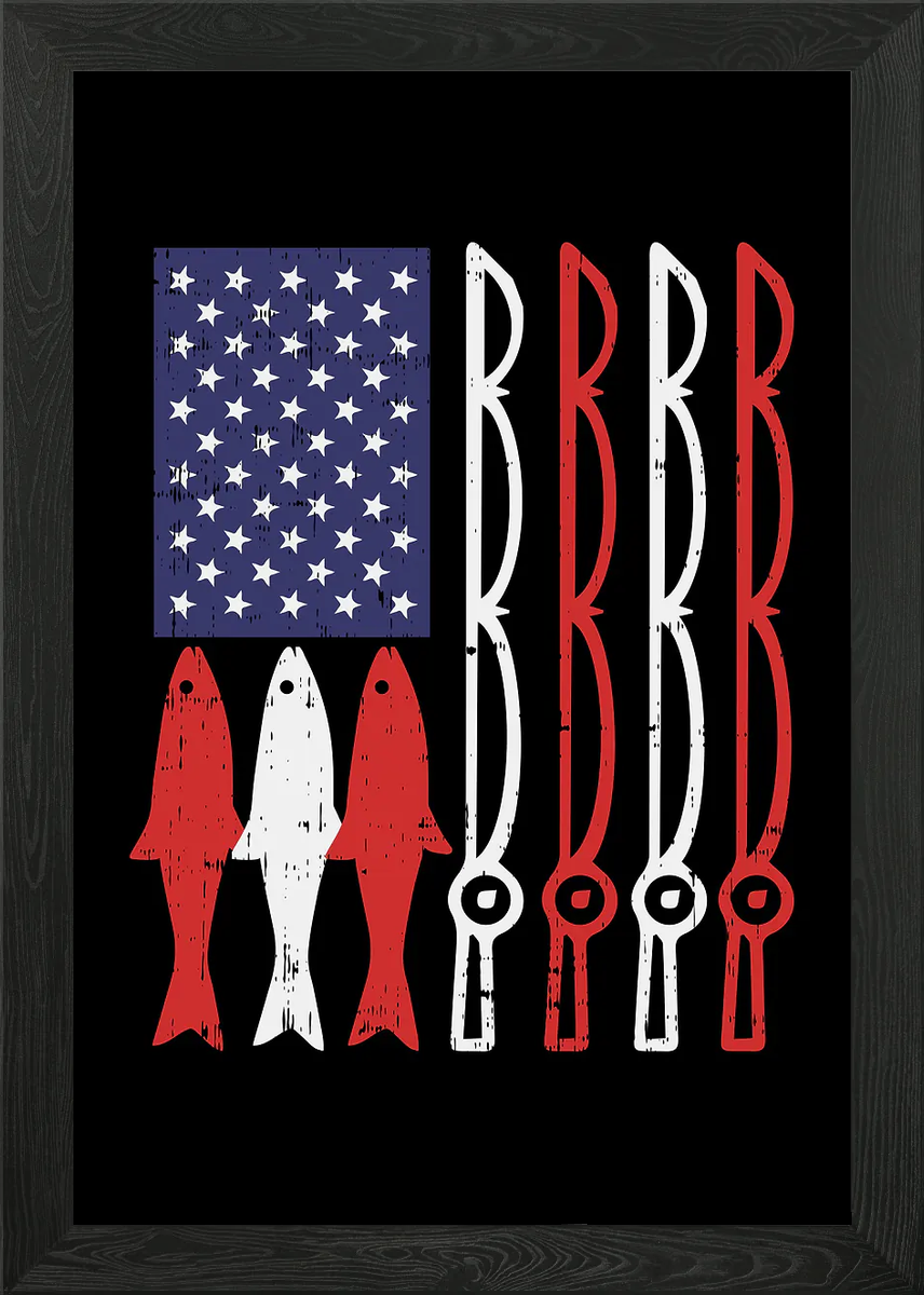 Fish Rod United States Framed Wall Art Poster Canvas Print Picture ...