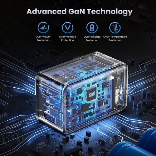 USB C Charger Block 130W, GaN IV 3-Port Compact Wall Charger,Foldable ...