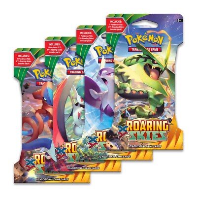 Pokemon XY Roaring Skies Booster Sleeved Blister Pack Art Set (4 Packs ...