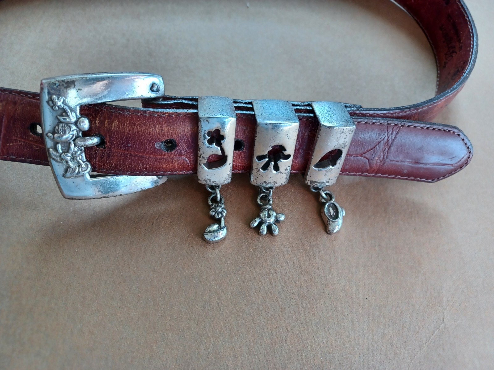 Brighton Disney Minnie Mouse Brown Embossed Leather SzM 1-1/8”wide 37 ...