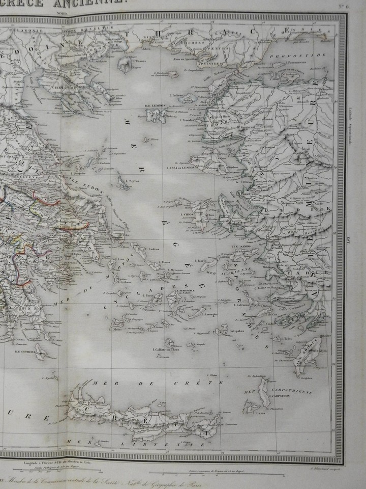 Ancient Greece City States Athens Sparta c. 1850 Tardieu large engraved ...