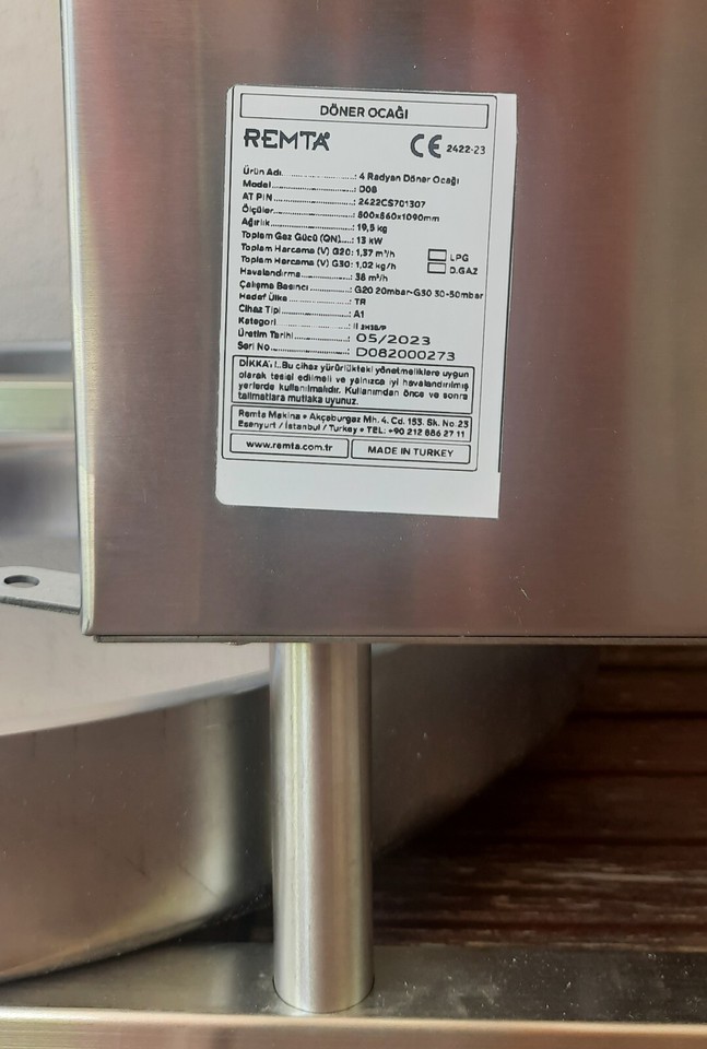 AUTOMATIC ROTATE SHAWARMA 4 GAS Burner Doner KEbab Broiler Machine ...