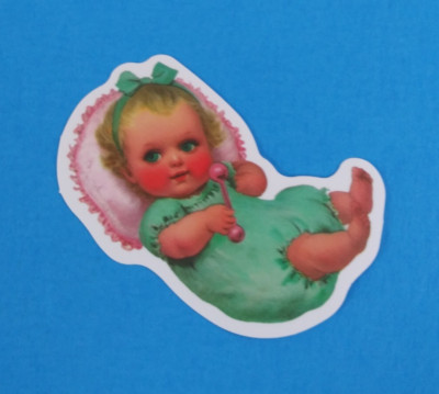 Retro Style Cute Little Baby With Rattle Sticker 2.25" x 2.18" (AL) | eBay