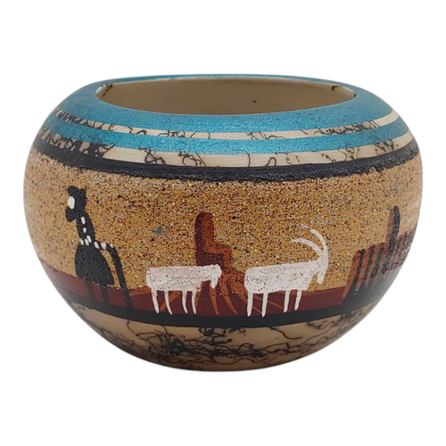 Navajo Horse Hair Pottery Vase Pot - 4.5" Handmade Native American ...