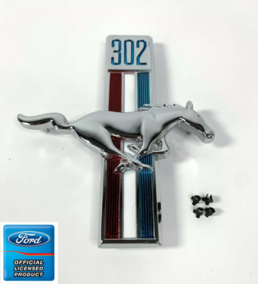 (RH) Running Horse Tri-Bar Pony 302 Fender Emblem For 1968 Ford Mustang ...