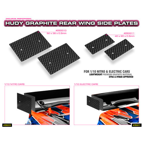 HUDY GRAPHITE REAR WING SIDE PLATE 0.5MM - 1/10 NITRO (2) - HD293310 | eBay