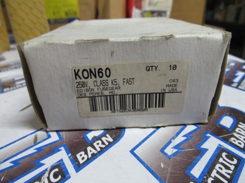 Edison KON60, (1) BOX OF (10), 60 Amp, 250 Volt, One Time, Class K5 Fuses- NEW-B | eBay