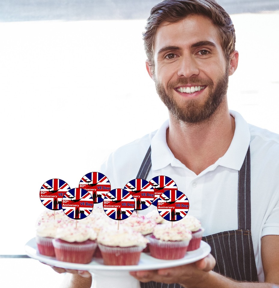 VE Day 80th Anniversary Party Food & Cake Toppers Picks Decorations ...