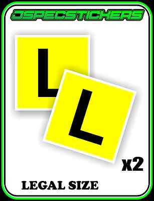 LEARNERS PLATE STICKER ADHESIVE L PLATE LICENCE LEGAL SIZE DECAL x2 SET ...