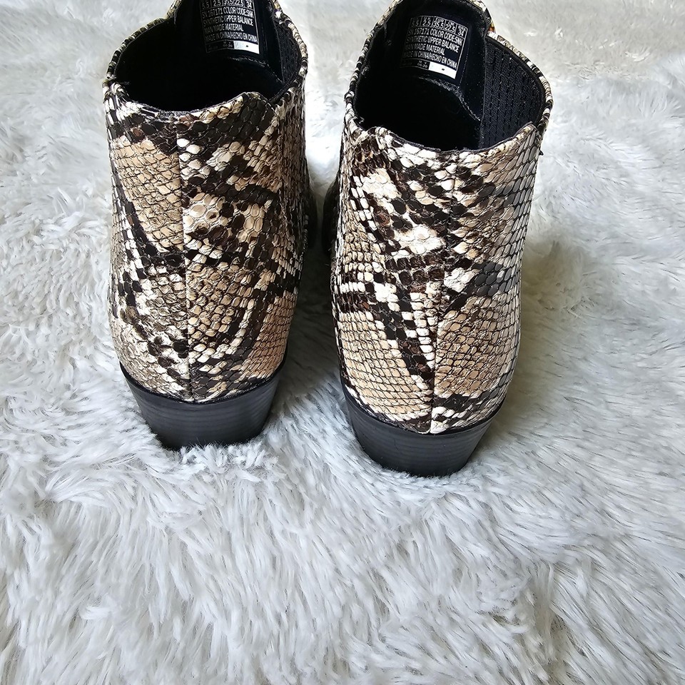 Skechers Boots Womens Size 5.5 Brown Snake Print Western Ankle Bootie ...