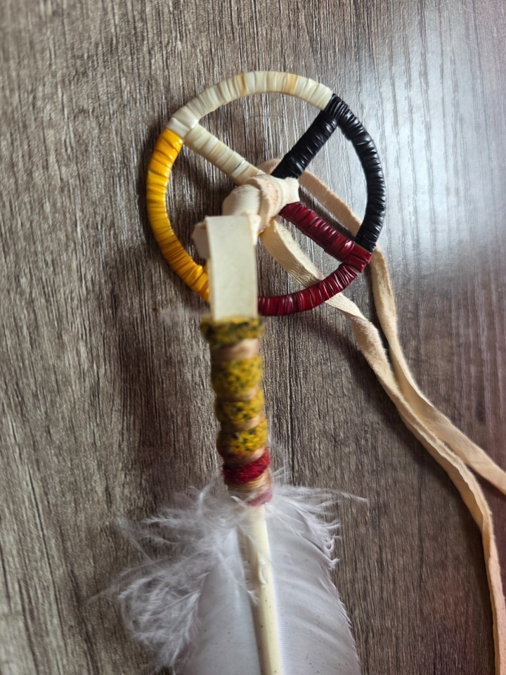 Quilled Medicine Wheel Hair Tie-Eagle Feather - Native American ...