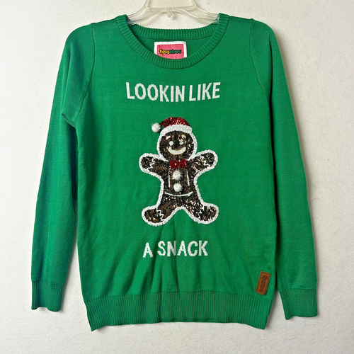 Tipsy Elves sweater women S gingerbread man "snack" ugly christmas ...