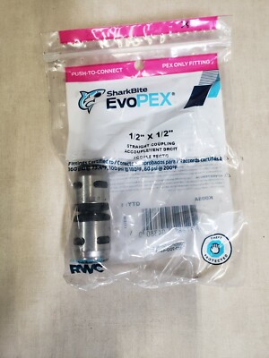LOT OF 2 SharkBite EVOPEX K008A Straight Coupling, 1/2" x 1/2" NIP | eBay