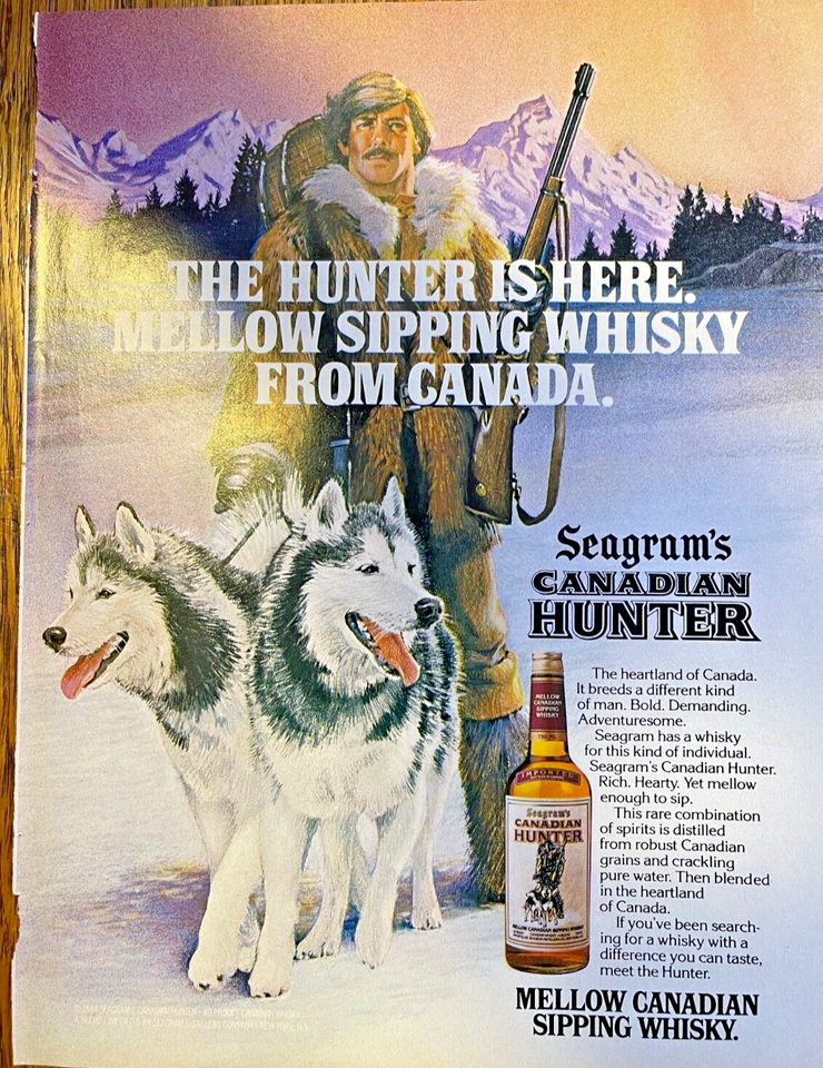 1984 Magazine Advertisement Seagram's Canadian Hunter Mellow Sipping ...