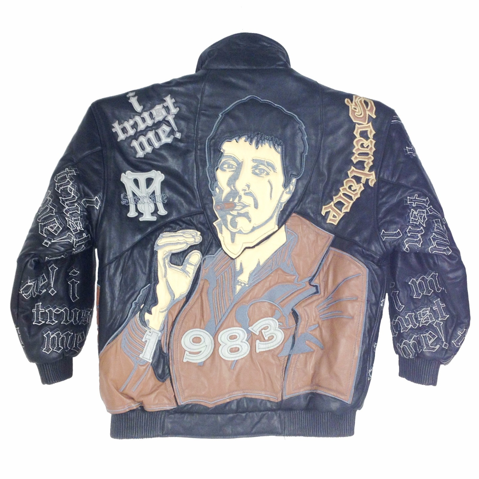 Vintage, SCARFACE, EMBROIDERED, STITCHED MEN'S LEATHER JACKET, BLACK ...