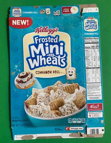 KELLOGGS 2020 ~FROSTED MINI WHEATS ~CINNAMON ROLL ~EMPTY DISPLAY CEREAL ...