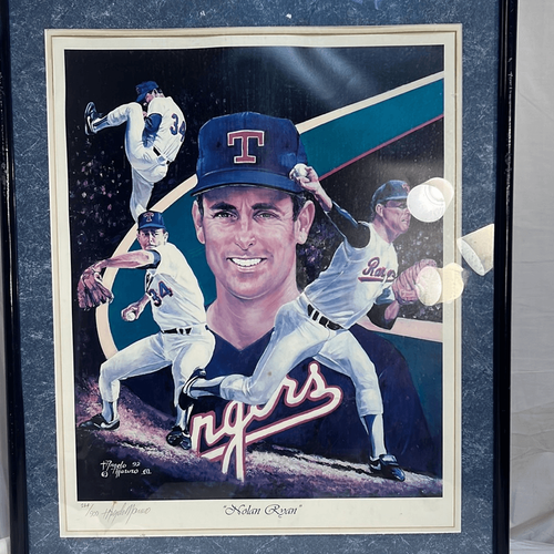 Nolan Ryan Autographed signed Texas Rangers 1992 Angelo Marino framed ...