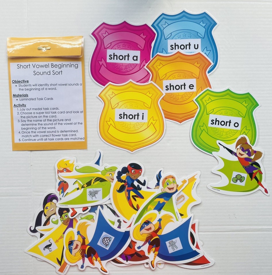 Educational Literacy Center Resource Phonics Game Short Vowel Beginning ...