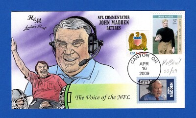 John Madden NFL Broadcaster Retires HP Bevil Cover for H&M Artist Proof ...