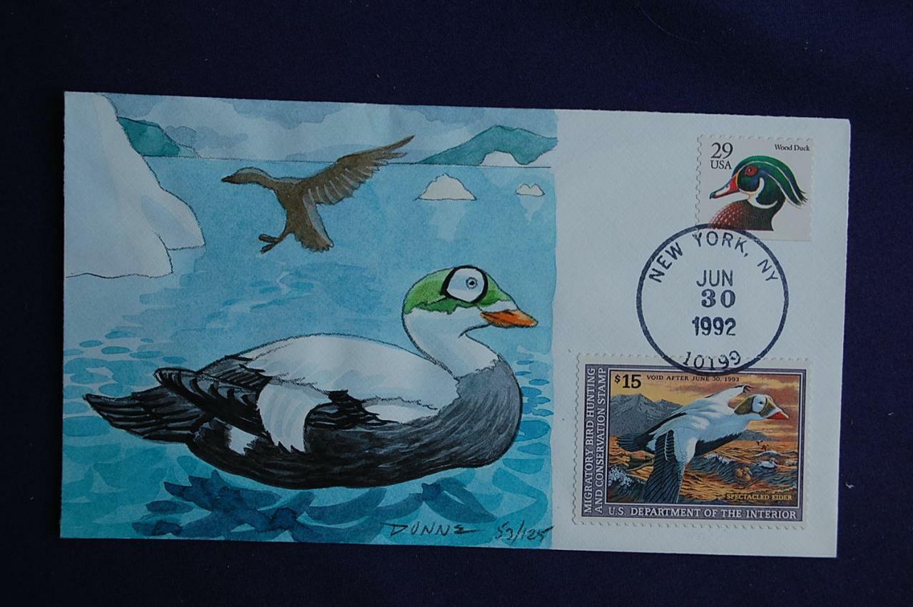 1992 Federal Duck Spectacled Eider $15 Stamp FDC Colorano HP Dunne Sc# ...