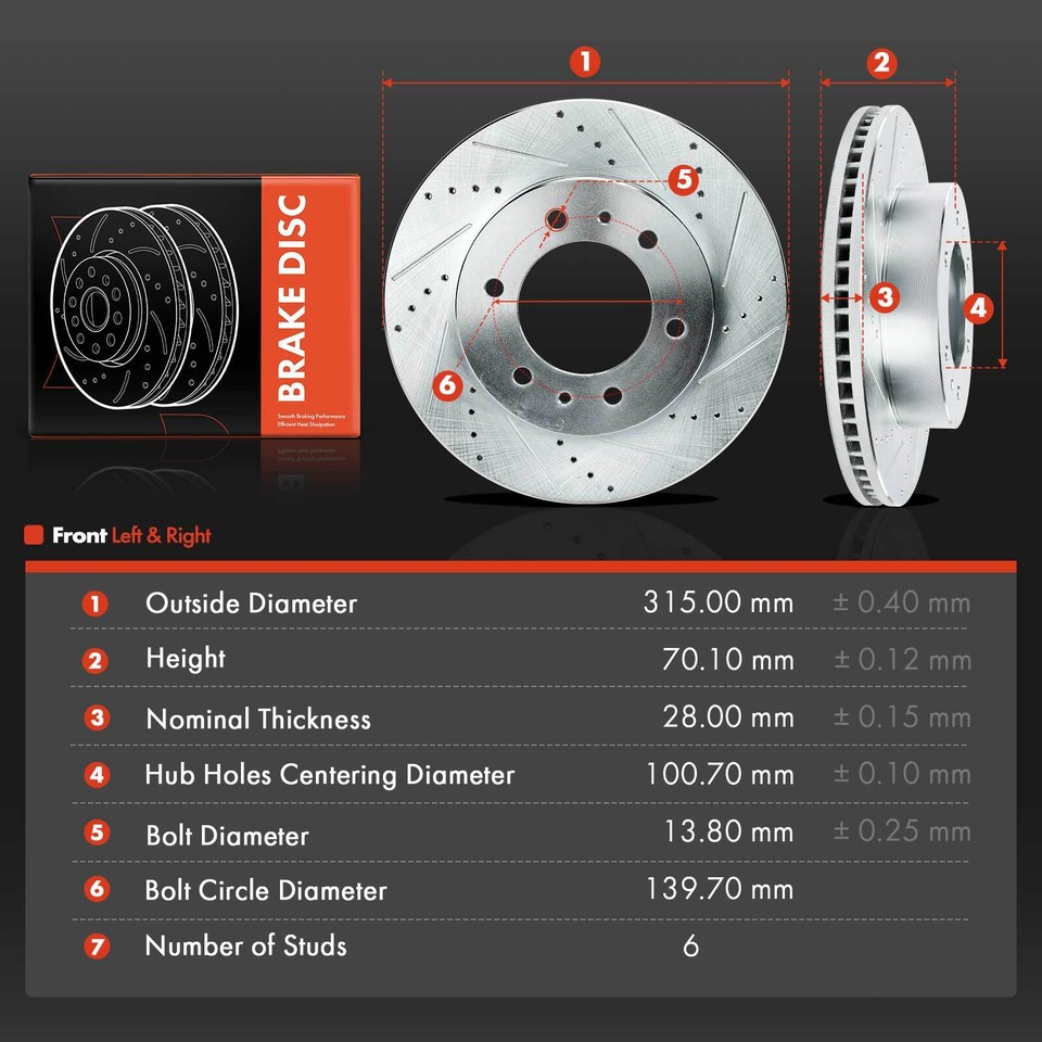 2x Front Left & Right Drilled Brake Rotor for Hummer H3 2006-2010 H3T ...