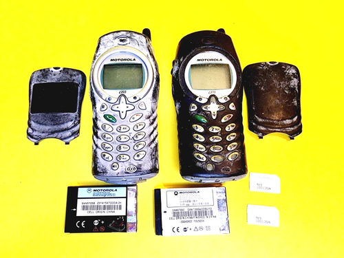 LOT 2x MOTOROLA i305 TELUS MIKE RUGGED CELL PHONES WALKIE TALKIE IDEN ...