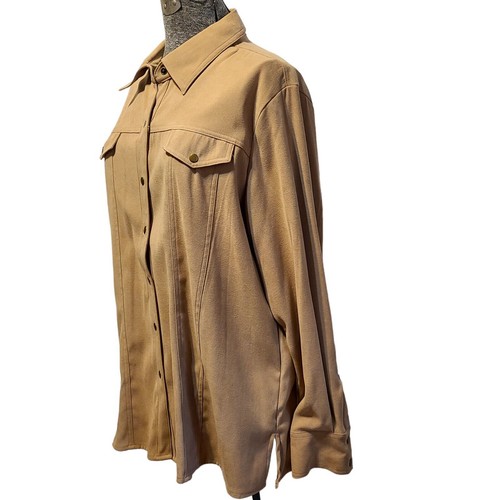 Joanna Womens Shacket Suede Feel Stretch Sz XL Shirt Jacket Button Up ...