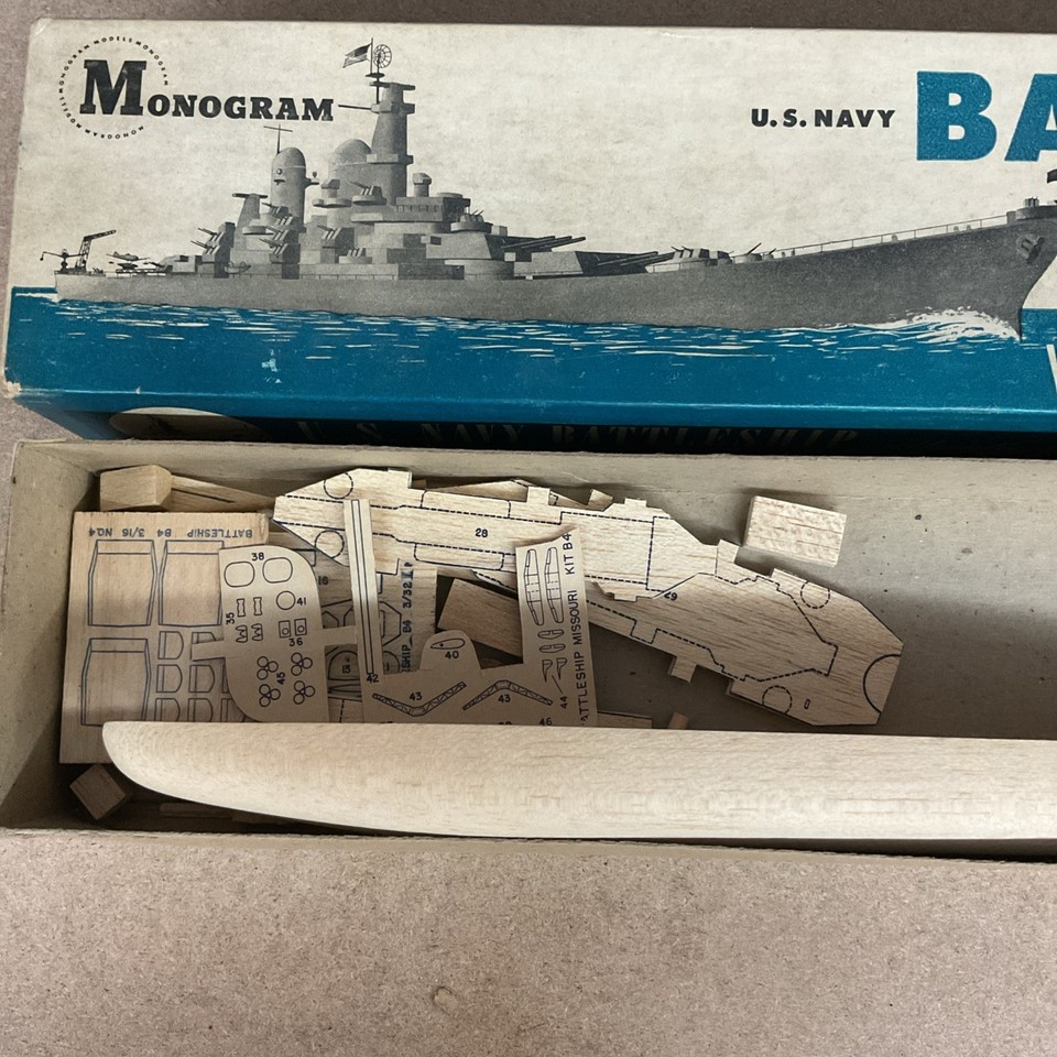 Monogram U.S. Navy Battleship U.S.S. Missouri Kit No. B4 Wood Model Kit ...