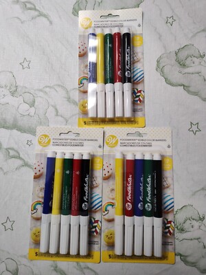 15 Wilton Food Writer 5 EDIBLE COLOR MARKERS / PENS Fine Tip DECORATION ...