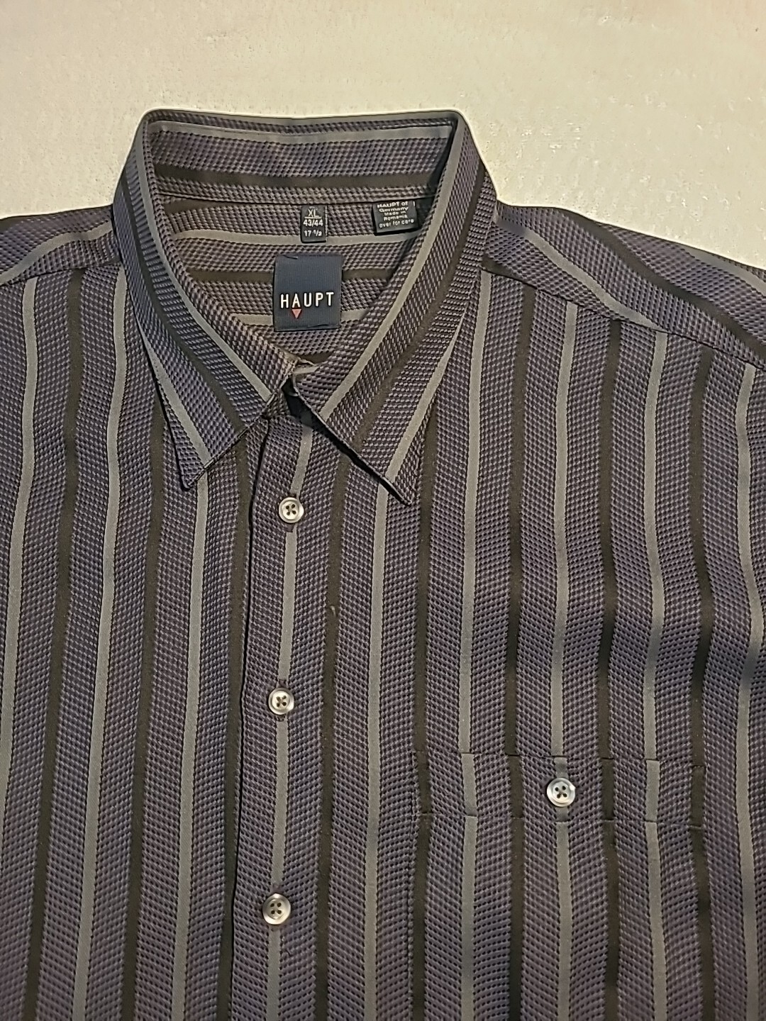 Haupt Shirt Mens Extra Large 17 1/2 43/44 Purple Black Grey Stripe ...