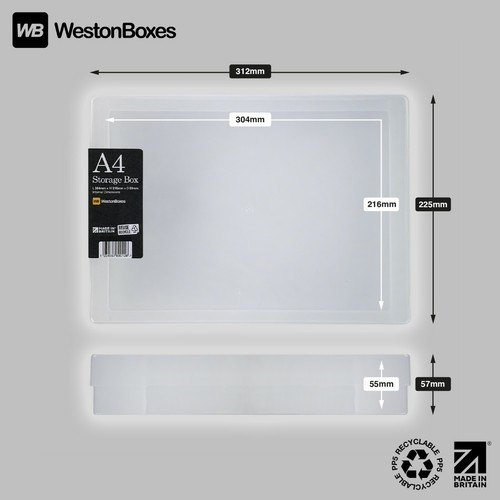 WestonBoxes A4 Craft Storage Boxes for Paper, Card & Stationery, Pack ...