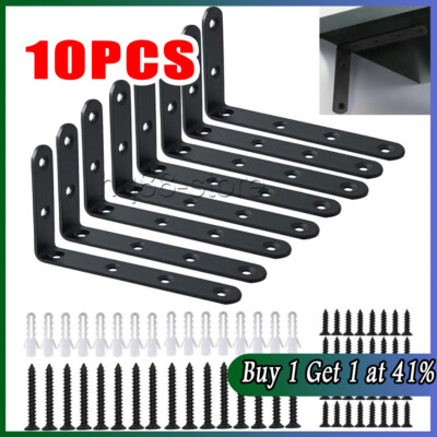 10X Heavy Duty Cast Iron L Shaped Wall Mounted Shelf Brackets Support ...