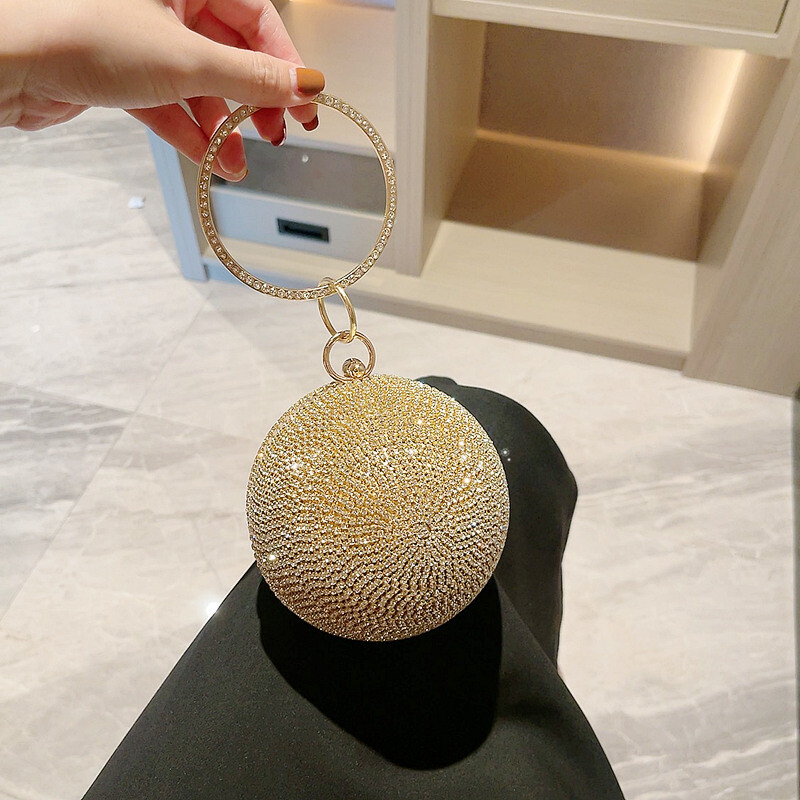 New Round Ball Dinner Handheld Bag Water Diamond Bag Celebrity Party ...