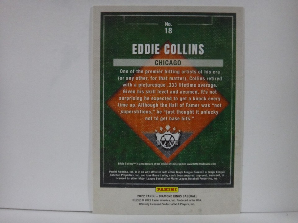 2022 PANINI DIAMOND KINGS EDDIE COLLINS CHICAGO WHITE SOX #18 | eBay